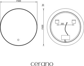 CERANO - Koupelnové LED zrcadlo Velo, kovový rám - černá matná - Ø 60 cm
