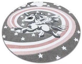 Dywany Luszczow Kusový koberec kulatý PETIT PONY Poník, šedý Rozměr koberce: 120 cm KRUH