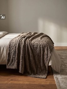Sinsay - Přehoz na postel s geometrickým vzorem - hnědá