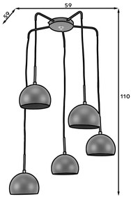 Eltap Moderní závěsné osvětlení Canonus 5, 59x59x110cm