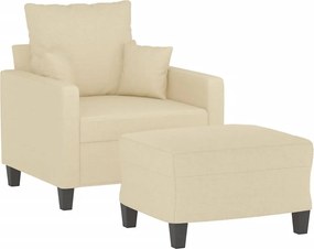 Křeslo s podnožkou krémové 60 cm textil 3201083