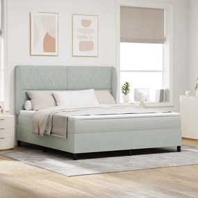 Postel s boxspringem s matrací Světle šedá 200 x 180 cm samet 3340886