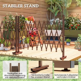 Outsunny Sklopná a Roztahovací Bezpečnostní Brána 250D x 31Š x 104V cm Hliník Metal Čokoládová