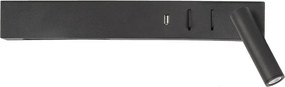 Matně černé kovové LED nástěnné svítidlo s ohybatelnou konstrukcí/s USB portem Vida – Nova Luce