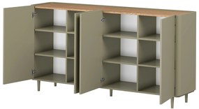 Komoda Elivo 200 cm na nožkách - eukalyptus / dub baltic dune