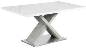 Kondela Jídelní stůl, bílá s vysokým leskem HG / beton, 160x90 cm, FARNEL