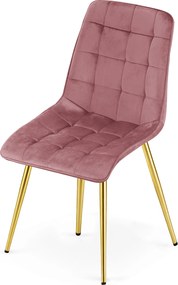 Jídelní židle SPLIT VELVET se zlatými nohami, tmavě růžová