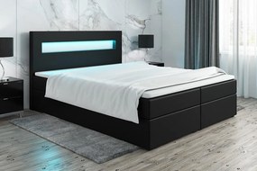 KENIX LOZE 140x200 boxspring postel s LED osvětlením černá 140 x 115 x 209 cm