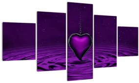 Obraz fialového srdce (125x70 cm)