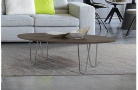 Ořechovo-stříbrný konferenční stolek Elips