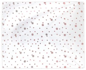 Ubrus s vánočním motivem, červené vločky na bílém podkladu, 130x160 cm,100 % - UBR061