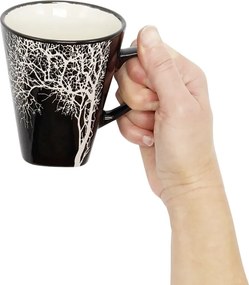 Kameninový hrnek Strom, 350 ml – černý, se severským motivem stromu
