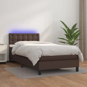 vidaXL Box spring postel s matrací a LED 80x200 cm umělá kůže [3134190] Barva: cappuccino