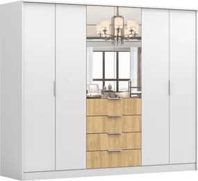 IDZ Šatní skříň GALAXY 6D, 230 cm Dub Hikora/Bílá