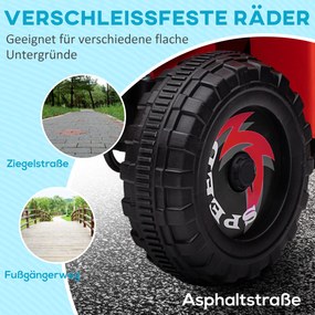 HOMCOM Prodám elektrickou čtyřkolku, s přívěsem, rychlost vpřed a vzad, oděruvzdorná kola, kovová, pro 1,5-3 roky, nosnost 25 kg, červená| Aosom