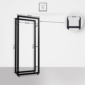 Stojan na palivové dřevo Keri V2 25x60x150 – černá