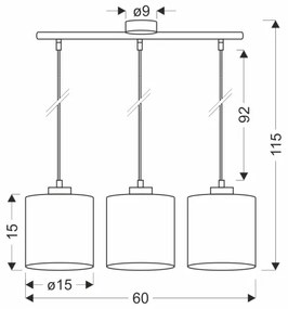 Lustr na lanku PATTI 3xE27/60W/230V zelená