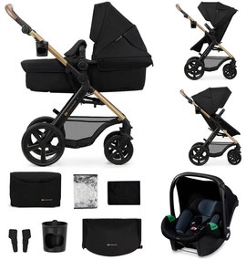 KINDERKRAFT - Kombinovaný kočárek 3v1 MOOV 2 Pure black + autosedačka MINK PRO