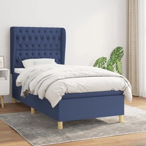vidaXL Box spring postel s matrací 90x200 cm textil [3128735] Barva: Modrá