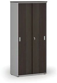 Skříň se zasouvacími dveřmi PRIMO GRAY, 1781 x 800 x 420 mm, šedá/wenge