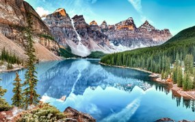 Vícedílný obraz Jezero Moraine V Národním Parku Banff, Kanada Nedostatek Nedostatek Přírodní plátno 240x150