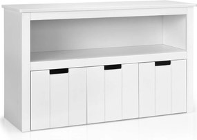 Costway Úložná skříň se zásuvkami dřevěná dětská s kolečky – 101 × 33 × 62 cm