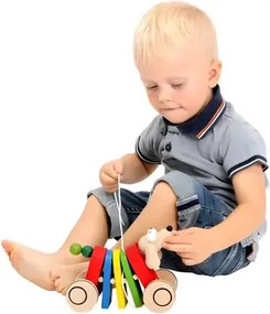 BINO Tahací pejsek na kolečkách 19 cm / Dřevo / od 2 let