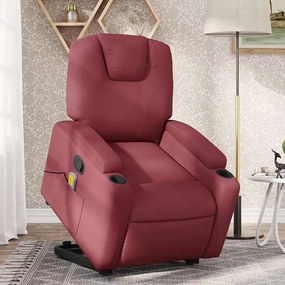 Zvedací masážní polohovací křeslo vínové textil 3204383