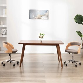 vidaXL Otočná kancelářská židle ohýbané dřevo a textil [3054842] Barva: Šedá