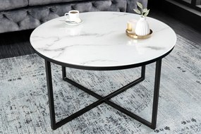 Designový konferenční stolek Latrisha 80 cm bílý - vzor mramor - Skladem