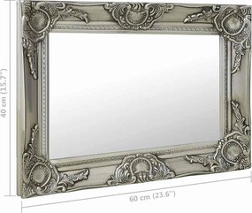 Nástěnné zrcadlo barokní styl 60 x 40 cm stříbrné 320330