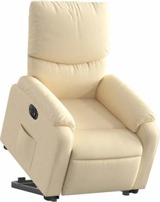 Elektrické zvedací polohovací křeslo krémové textil 3204857