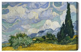 Obraz Vincent Van Gogh &amp;quot;Pšeničné Pole S Cypřiši&amp;quot; Reprodukce Nedostatek Nedostatek Plátno Canvas 70x50