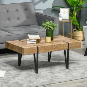 HOMCOM Konferenční stolek Odkládací stolek 105 x 60 x 42 cm s nastavitelnými podnožemi, industriální design, vyrobeno z MDF a kovu, přírodní dřevo | …