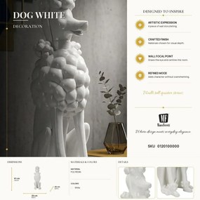 Dekorativní soška Dog 61 cm bílá
