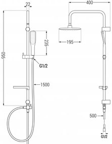 Mexen sprchový sloup X49 s horní a ruční sprchou hlavicí, černý/zlatý - 798494991-75