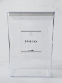 BRUSINKY – průhledná samolepka na dózu, základní písmo, 5 x 5 cm | DomaLEP