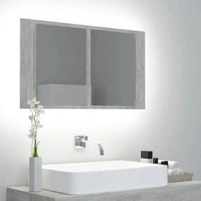 vidaXL LED koupelnová skříňka se zrcadlem 80x12x45cm akryl [804968] Barva: Betonová šedá