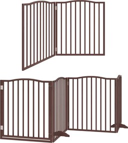 Zábrana pro psy s dvířky skládací 10 panelů hnědá 800 cm topol 3155639
