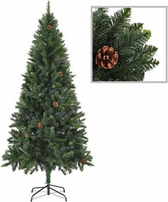 Umělý vánoční stromek s LED a sadou koulí zelený 210 cm 3077798