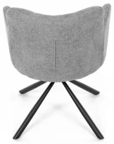 Židle jídelní šedá látka černé kovové nohy otočná 90° DCH-T1122 GREY2