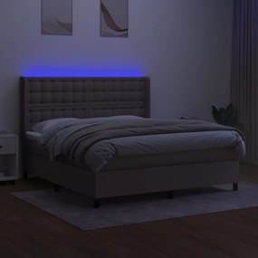 Box spring postel s matrací a LED taupe 160x200 cm textil 3138649