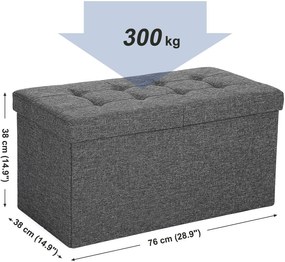 SONGMICS Úložný sedací box čalouněný skládací 76 cm šedý