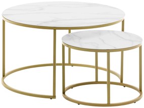 Set dvou bílých skleněných konferenčních stolků Kave Home Leonor 80/50 cm