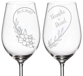 Crystalite Bohemia Svatební sklenice na bílé víno PŮLSRDCE 350 ML 2KS