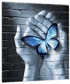 Obraz - Motýl na zdi (30x30 cm)