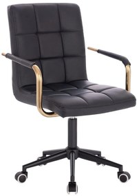 LuxuryForm DESIGN Otočná židle VERONA GOLD na černé podstavě s kolečky - černá