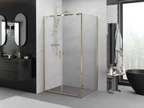Mexen Exo, výklopná sprchová kabina, dveře 120 cm + boční stěna 100 cm, transparentní sklo, zlatá, 8182-120-100-50-00