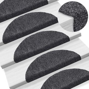 Schodové rohože samolepicí 15 ks 56 x 17 x 3 cm tmavě šedé, půlkulaté 132691