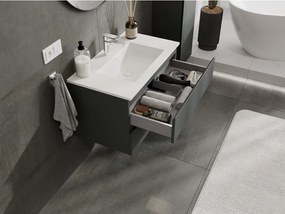 Mexen Orio, koupelnová skříňka 80 cm s umyvadlem Otis, 2 zásuvky, grafitová matná/bílá matná, 91A10-08047-2-BFF66-W18M01